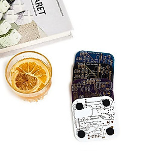 Coasters for Drinks in PCB-Design Green Coasters Decor with Immersion Gold Circuit Board Coasters for Coffee Table Bar Office Tech Gifts for Boyfriend Gamer Geek Engineer Dad Men (2 x Green/Pack)