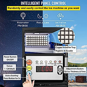 VEVOR 110V Commercial Ice Maker Machine 110LBS/24H with 39LBS Bin, LED Panel, Stainless Steel, Auto Clean, Include Water Filter, Scoop, Connection Hose, Professional Refrigeration Equipment