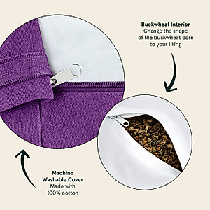 Retrospec Sedona Zafu Meditation Cushion Filled w/Buckwheat Hulls - Yoga Pillow for Meditation Practices - Machine Washable 100% Cotton Cover & Durable Carry Handle; Round, Mulberry