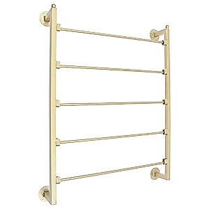 LGXSHOP Towel Rack, 5 Tier Hanging Towel Rack, Industrial Metal Wall Mounted Garment Rack, Space Saving Towel Display Rack for Entrance, Bedroom, Bathroom, Closet, Boutique -Gold