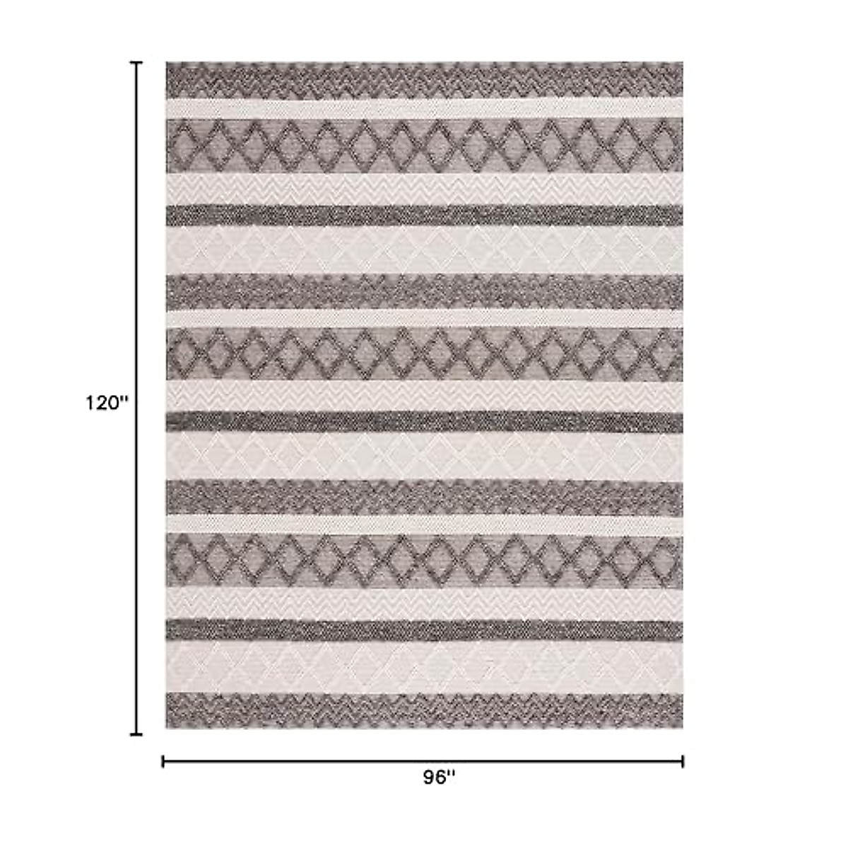 SAFAVIEH Natura Collection Area Rug - 8' x 10', Ivory & Grey, Handmade Moroccan Boho Farmhouse Rustic Tassel Wool, Ideal for High Traffic Areas in Living Room, Bedroom (NAT291F)