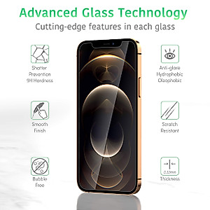 TALK WORKS Premium Tempered Glass Screen Protector for iPhone 12/13 Pro Max, IPhone 14 Plus - Includes Installation Tray, Anti-Glare, Crack Proof, Ultra Thin (Pack of 3)