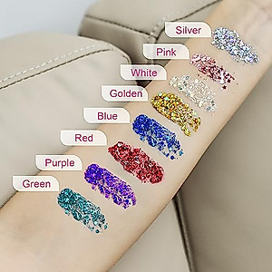 Holographic Body Glitter, TEOYALL Long Lasting Glitter Shimmer Chunky Sequins Glitters for Body, Face, Hair Makeup (Pink)