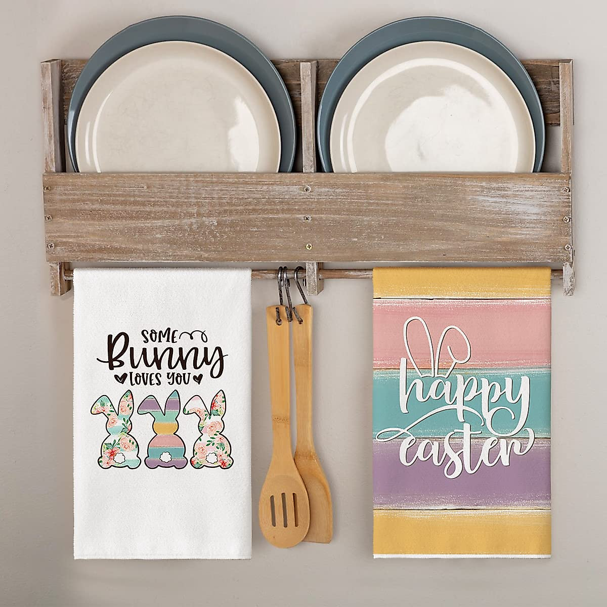 Artoid Mode Some Bunny Loves You Happy Easter Home Kitchen Towels, 18 x 26 Inch Holiday Spring Ultra Absorbent Drying Cloth Dish Towels for Cooking Baking Set of 2