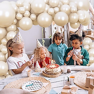 Pearl White Balloon Garland Double Stuffed Pearl White Beige Balloons 18/12/10/5 Inch Different Sizes for Baby Shower Birthday Wedding Bridal Shower Decorations Party Supplies