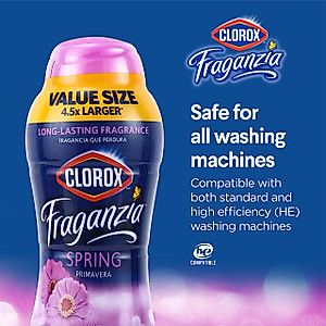 Clorox Fraganzia Laundry Scent Booster Crystals in Spring Scent - Easy to Use In-Wash Freshener Beads in Value Size 4.5x Larger for Long Lasting Fragrance, 70 Ounce - 6 Pack