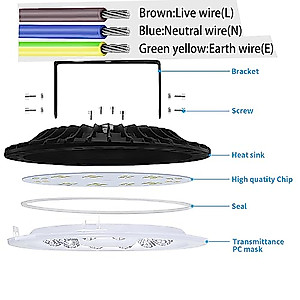 Hocamel 100W LED High Bay Shop Light for Warehouse Barn Garage Gym,6500K 10000LM, (Eqv. to 400W HPS/MH),UFO LED Commercial Industrial Factory Area Lighting Fixtures -1 Packs