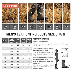 HISEA Rubber Rain Boots for Men, Waterproof Insulated Neoprene Hunting Boots, Durable Anti-Slip Outdoor Mud Boots for Hunting Gardening Farming Fishing Yard Working, Adjustable Calf, Size 6 Black