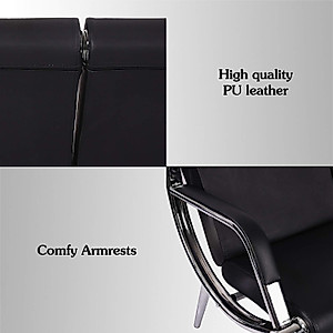 Kinfant 5-Seat Waiting Room Chairs Sofa Furniture - Office Guest Reception Chair with Armrest for Waiting Room Airport Hospital Bank (Black - PU)