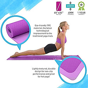 Life Energy 4mm TPE EkoSmart Yoga Mat - Yoga Repeat, Purple