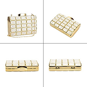 GripIt Acrylic Small Cube Clutch Purse for Women Gold Clutch Purse Formal Fancy Purses Evening Clutch Handbag for Banquet