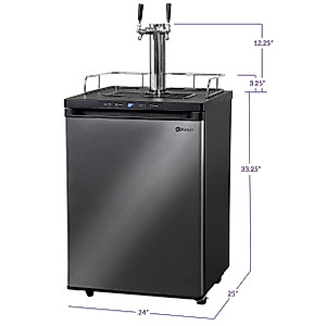 Kegco K309X-2 Keg Dispenser, 2 Faucet, Black Stainless Steel