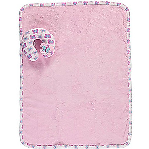 Cribmates Blanket with Neck Support, Pink/Blue/White Butterfly