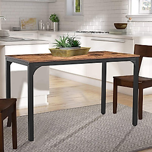 MUPATER Industrial Dining Table Desk with Adjustable Footpad for Dining Room and Living Room, 55.1''L x 23.6''W x 29.5''H, Rustic Brown