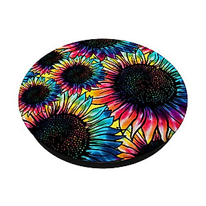 Trendy Colorful Tie Dye Hippie Sunflower Floral Pastel Gift PopSockets PopGrip: Swappable Grip for Phones & Tablets