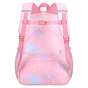 NXUEBDU Girls Backpack, Kids School Backpack with 15.6 Inch Laptop Compartments, Elementary Middle Bookbag for Travel Daypack (Pink)