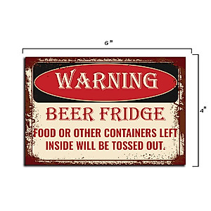 Beer Fridge Magnet for Man Cave Shop Garage Basement or Bar | Vinyl Magnets for Refrigerator, Bumper, or Tool Box 4" x 6" Warning Beer Fridge