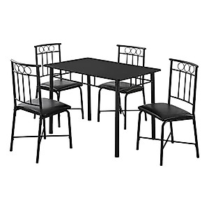 Monarch Specialties 1018 Table, 5pcs, Small, 40" Rectangular, Kitchen, Metal, Laminate, Black, Contemporary, Modern Dining Set, 40" x 28" x 30"