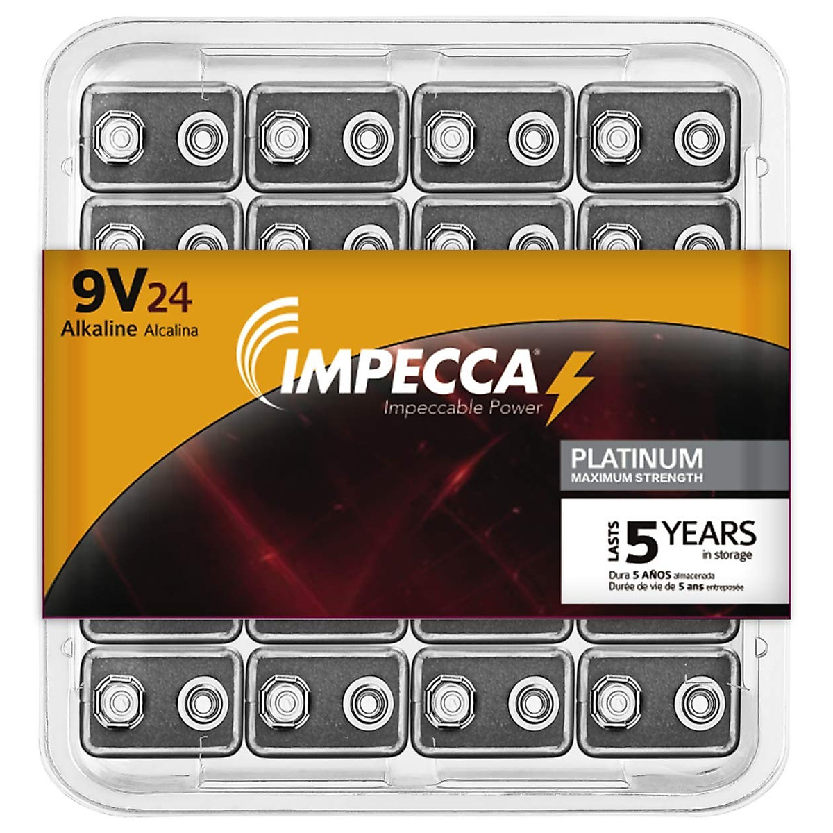 Impecca 9 Volt Batteries, Premium Alkaline (24-Pack) High Performance, Ultra Long Lasting, and Leak-Resistant All-Purpose 9V, 24 Count, 6LR61 - Platinum Series