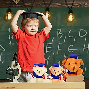 Sumind 6 Pieces Graduation Bears Class of 2025 Graduation Plush Bears Bulk Stuffed Animal Bears with Cap for Kindergarten Primary School College High School Party Favors(Black)