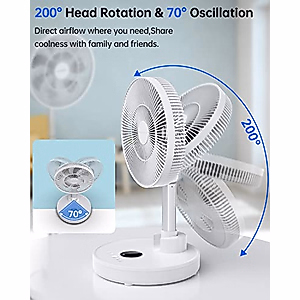 TriPole 12'' Standing Fan Oscillating Pedestal Fan, Rechargeable Battery Operated Fan Quiet Height Adjustable Floor Fan with Remote Timer, Foldaway Portable Fan for Bedroom Home Travel, 5-31H Working