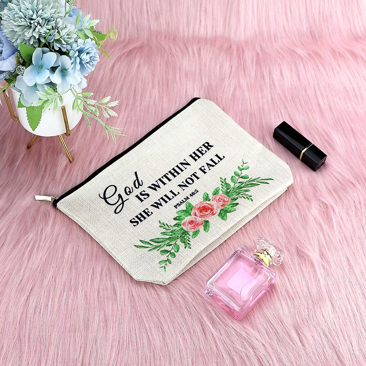 Sfodiary Motivational Gift for Women Makeup Bag Religious Gift for Sister Bible Verse Gift Cosmetic Bag Birthday Gifts for Friend Encouragement Graduation Christmas Gift Travel Cosmetic Pouch