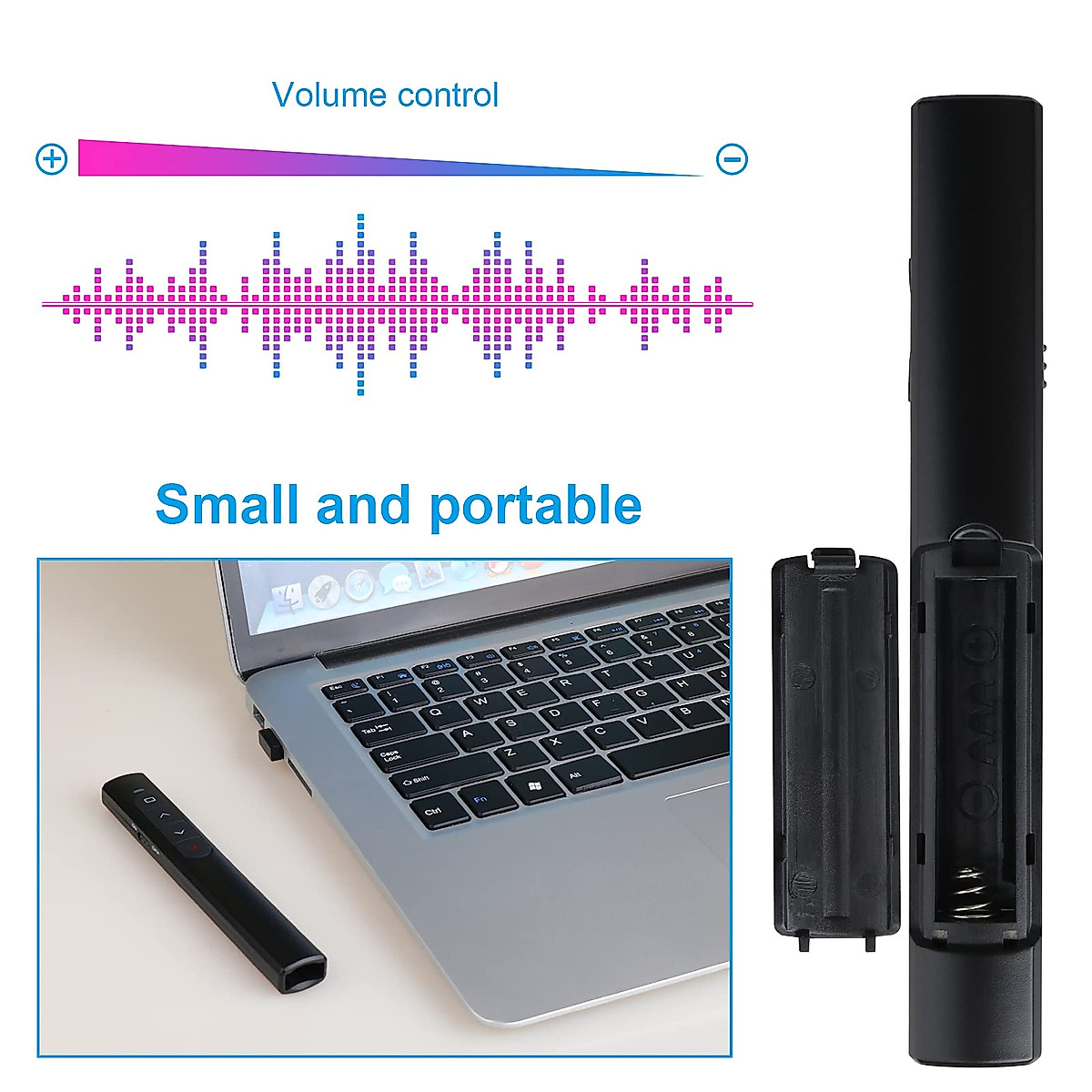 Wireless Presenter Remote, Presentation Clicker with Hyperlink & Volume Remote Control PowerPoint Office Presentation Clicker for Keynote/PPT/Mac/PC/Laptop(Battery Included)
