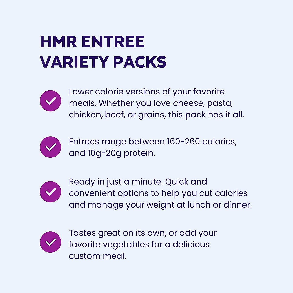 HMR Customer Favorites Entrée Pack | Pre-packaged Lunch or Dinner | Pack of 6 Ready to Eat Meals | 12-20 grams of Protein per Entrée | Low Calorie Food | 7-8oz Servings per Meal
