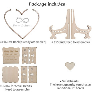 HZGUEOSTB Wedding Guest Book Alternative,with Box and Small Hearts,Personalized Infinity Love Heart Drop Guest Sign for Rustic Wedding Decorations,Anniversary and Birthday(style4, heart)