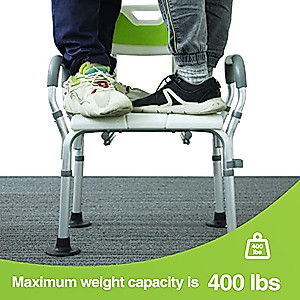 3 in 1 Commode Shower Chair for Inside Shower 400lbs, Raised Bedside Shower Seat with Arms & Back, Adjustable Toilet Seat Risers, Bathtub Stool for Seniors, Elderly, Disabled, Handicap, Injured