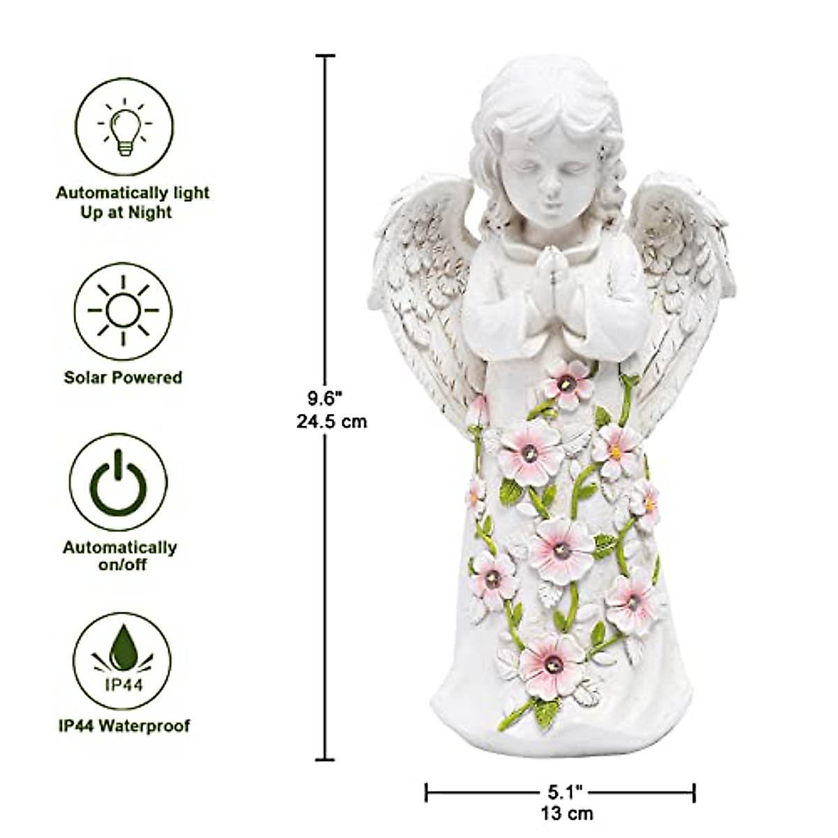 Nacome Angel Outdoor Garden Decor Statues – Solar Garden Figurines Gifts for Mom Grandma Women