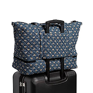 Vera Bradley Women's Cotton Deluxe Travel Tote Travel Bag, Bees Navy - Recycled Cotton, One Size