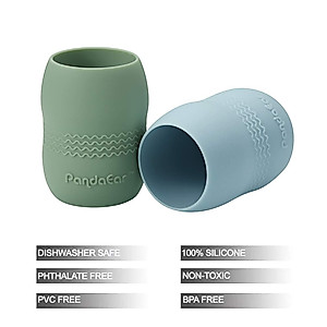 PandaEar Set of 3 Cute Silicone Baby Bibs & 2 Pack 100% Tiny Silicone Drinking Training Cup