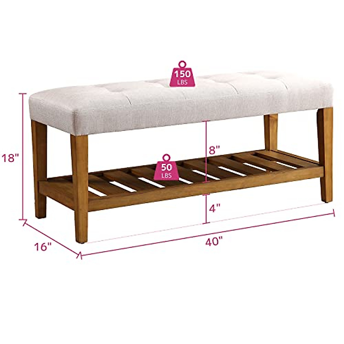 ACME Furniture Charla Bench, Light Gray & Oak, One Size
