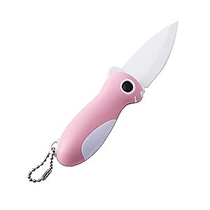 COLLMORE Ceramic Paring Knife - Small Folding Pocket Knife with 2.3in Sharp Blade - 1.3oz Mini Cute Portable Fruit Knife for Travel, Camping, Kitchen, Women, Men(Pink)