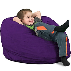 ULTIMATE SACK Kids (30") Bean Bag Chair Cover in Multiple Colors: Cover ONLY. (Kids, Purple Suede)