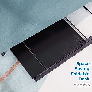 GreenForest Folding Desk No Assembly Required Small Size, 2-Tier Foldable Computer Desk with Shelf for Home Office, Space Saving Portable Laptop Study Foldable Table for Small Spaces, Black