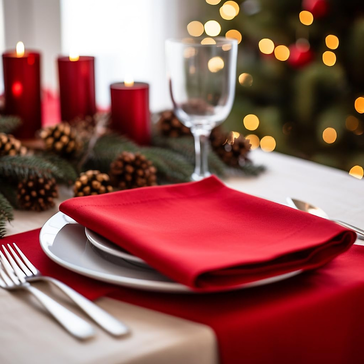 COTTON CRAFT Christmas Red Napkins -12 Pack 100% Cotton Dinner Napkins - All Year Xmas Fall Thanksgiving Celebration Party Gift Holiday Table Napkin - Soft Washable Reusable Cloth Napkin -18x18