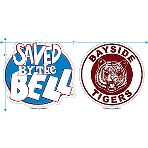 Saved By The Bell Bayside Tigers NBC T Shirt & Stickers, Distressed Logo (Athletic Heather) 3X-Large