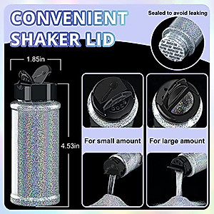 Holographic Ultra Fine Glitter 100g Silver+100g Gold Fine Glitter 200g/7.04oz Sparkle Glitter Powder for Resin Tumbler Project and Craft Iridescent Glitter for Nail Art and Body Makeup