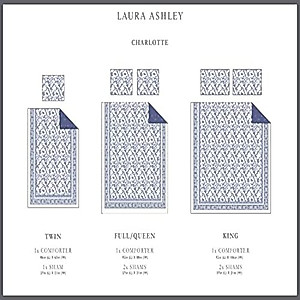 Laura Ashley Home - Twin Comforter Set, Cotton Bedding with Matching Sham & Bed Skirt, Stylish Home Decor (Charlotte Blue, Twin)