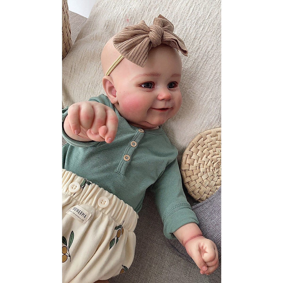 Angelbaby Big Reborn Toddler Baby Doll Girl, 24inch Realistic Look Soft Silicone Newborn Dolls Lifelike Happy Bebe Without Hair Weighted Cuddy Toys for Kids Gifts