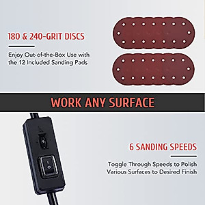 CO-Z 800W Electric Drywall Sander with Vacuum Attachment & Handles, Drywall Refinishing Sander with Dust Collector & Lights, Lighted Wall & Floor Residue Removal Power Tool for Low Wall Painting Work