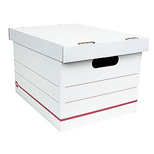 Office Depot® Brand Standard-Duty Corrugated Storage Boxes, Letter/Legal Size, 15" x 12" x 10", 60% Recycled, White/Red