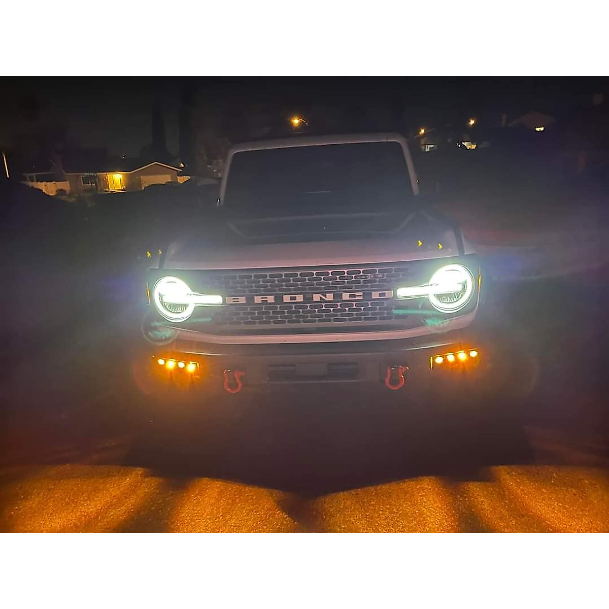 M&R Automotive LED Lights with Mounts and Hardware,Ultra-Bright 2021+ FORD BRONCO LED M&R MODULAR BUMPER FOG LIGHT KIT,Easy Install LED Light in 16000 LumenWhite and dual function AMBER DRL,BroncoTOP