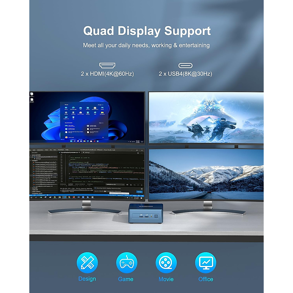 GEEKOM Mini PC Mini IT13, 13th Intel Core i7-13620H (10C/16T, up to 4.9GHz), 32GB DDR4 RAM/1TB PCIe Gen4 SSD Mini Desktop NUC13, USB4.0/8K UHD/WiFi 6E/BT5.2, Home&Office Mini Desktop Computers