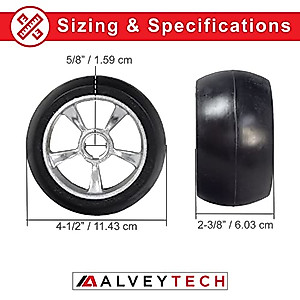 AlveyTech Solid Rear Wheels - 4 1/2" x 2 1/2" fits the Razor Ground Force Electric Go-Kart, Replacement Drifter Tire Assembly, Hub Set, Back Cart Wheel, Power E-Scooter, Trike Parts