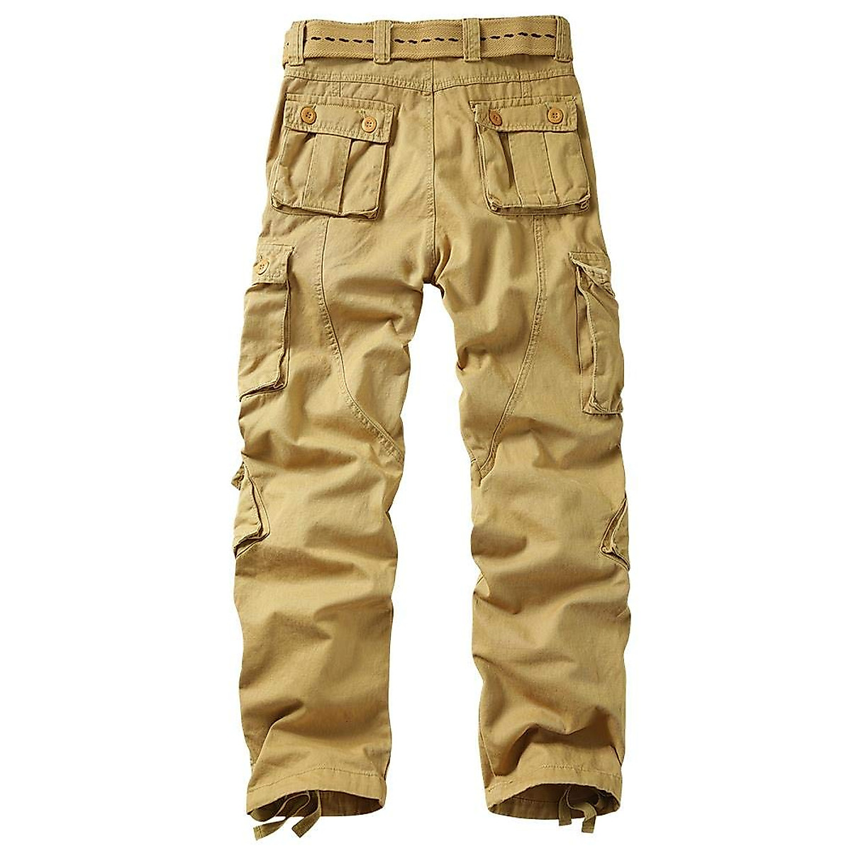 TRGPSG Men's Cargo Pants, Outdoor Tactical Camo Hiking Pants, Multi-Pocket Relaxed Fit Cotton Casual Work Pants 5334 Khaki 36