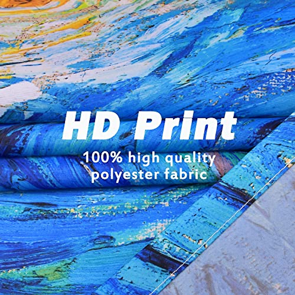 Ikfashoni 4 Pcs Starry Night Shower Curtain Set with Non-Slip Rugs, Toilet Lid Cover and Bath Mat, Van Gogh Abstract Art Shower Curtain with 12 Hooks, Blue Oil Painting Shower Curtains for Bathroom