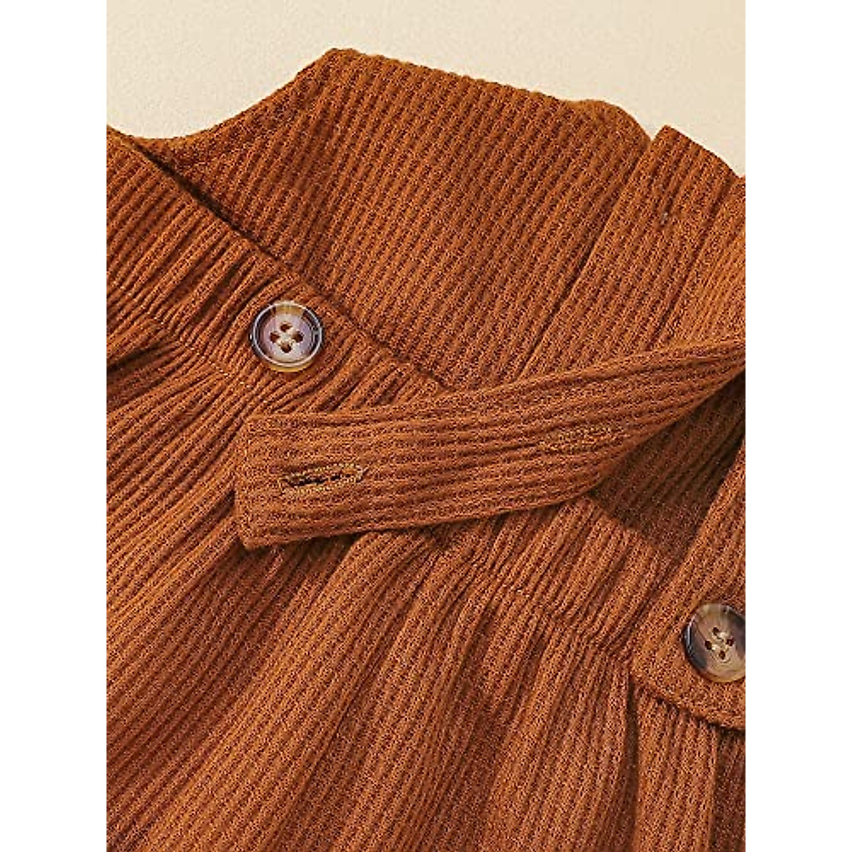 Infant Toddler Baby Girl Boy Overalls Striped Solid Waffle Bottom Pants Button Up Bodysuit Romper with Pockets (Brown , 3-4 Years )